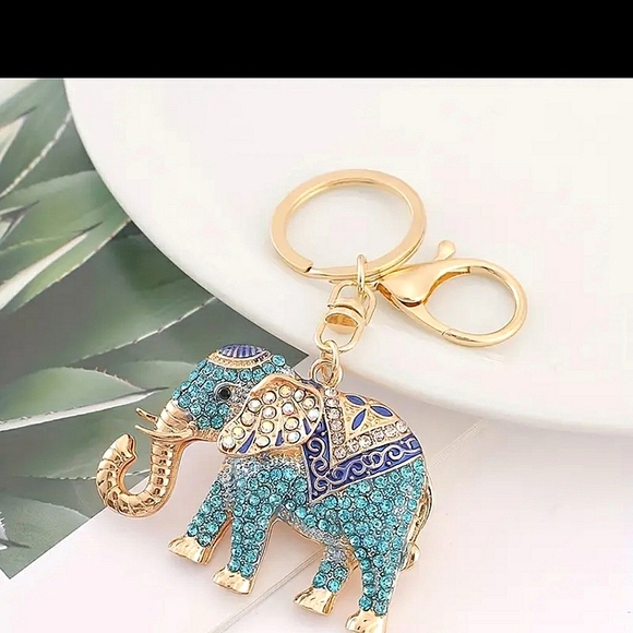 Accessories | Rhinestone Elephant Keychainpurse Charm Blue Nwt | Poshmark